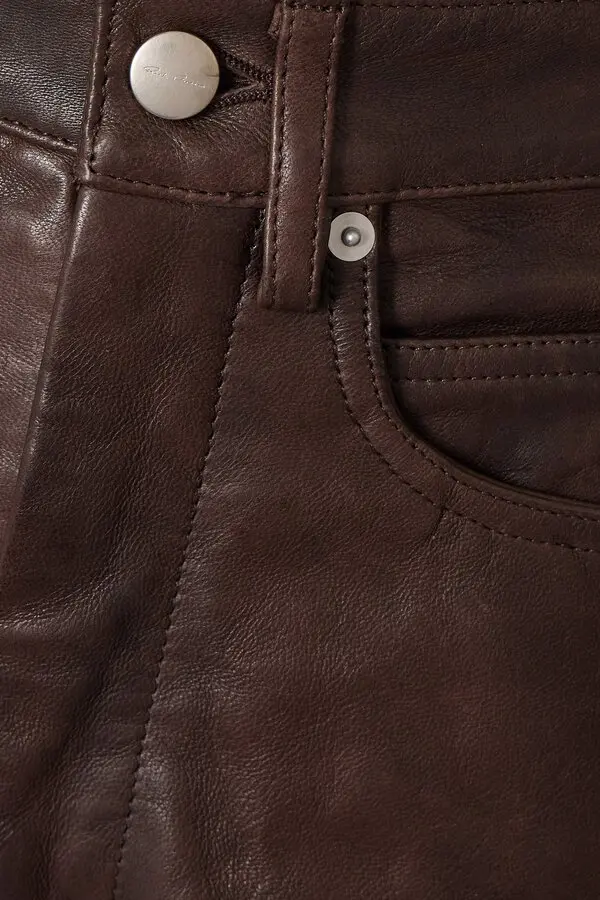 Rick Owens Bolan Banana Flared Leather Pants - Brown