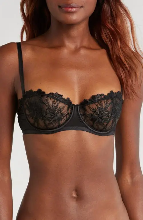 ETAM Amaryllis Embroidered Underwire Demi Bra - Black