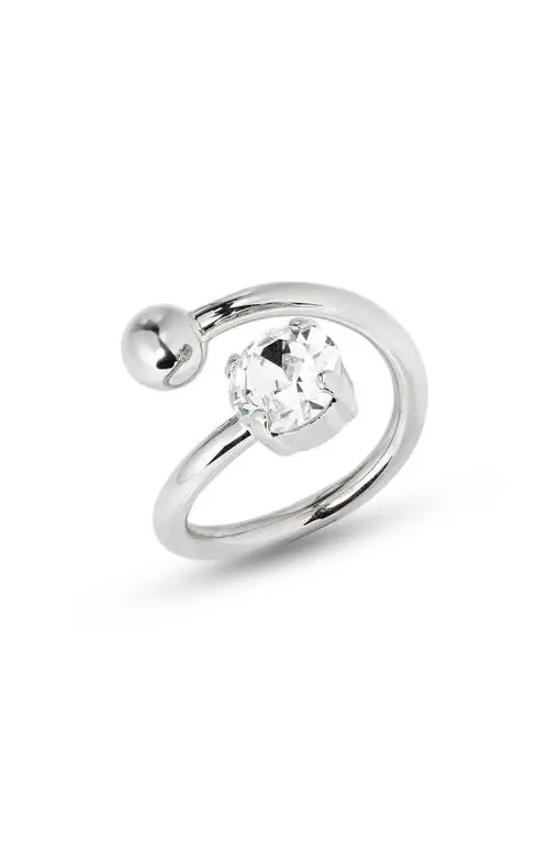 JUSTINE CLENQUET Maisie Crystal Open Ring - Palladium
