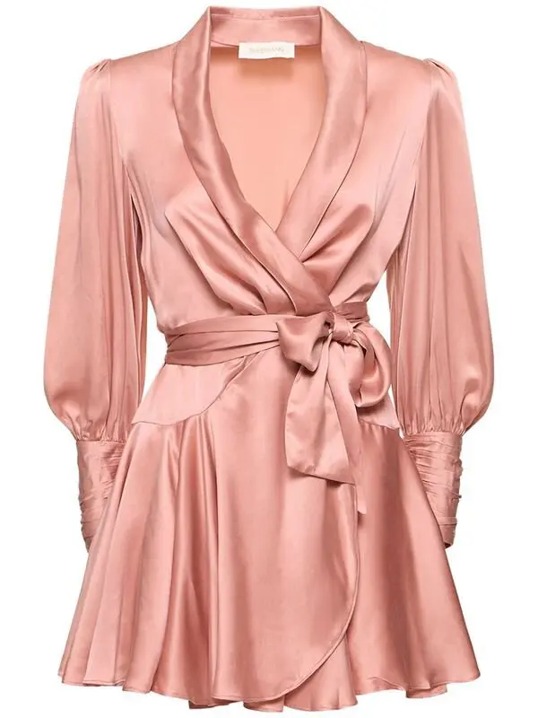 sachin and babi light blue dress Can't Compete One Sleeve Satin Mini Dress Dusty Pink Selfie Leslie