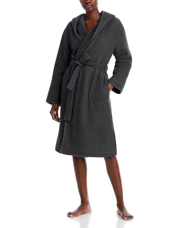 HUDSON PARK COLLECTION Turkish Waffle Bath Robe Exclusive - Charcoal