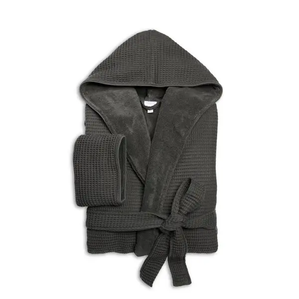 HUDSON PARK COLLECTION Turkish Waffle Bath Robe Exclusive - Charcoal