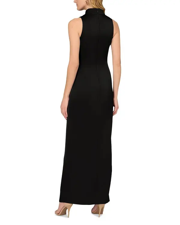 Aidan Mattox Gathered Front Gown - Black