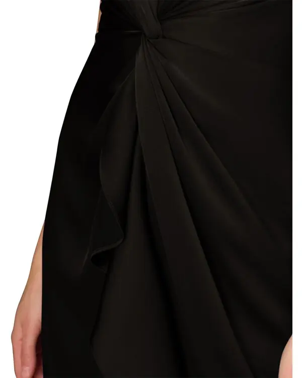 Aidan Mattox Gathered Front Gown - Black