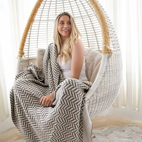 PINK LEMONADE Chevron Stripe Throw - Brown