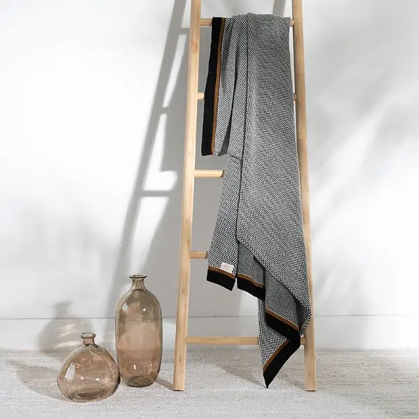 PINK LEMONADE Stipple Stripe Throw - Black