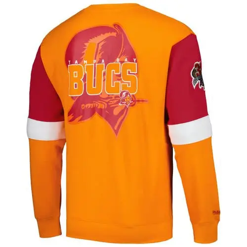 Mitchell & Ness Tampa Bay Buccaneers Gridiron Classics Allover 3.0 Pullover Sweatshirt - Orange