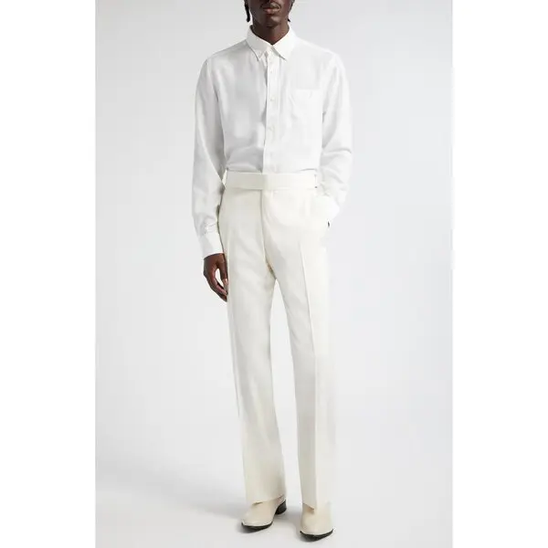 TOM FORD Slim Fit Lyocell Button-down Shirt - Chalk