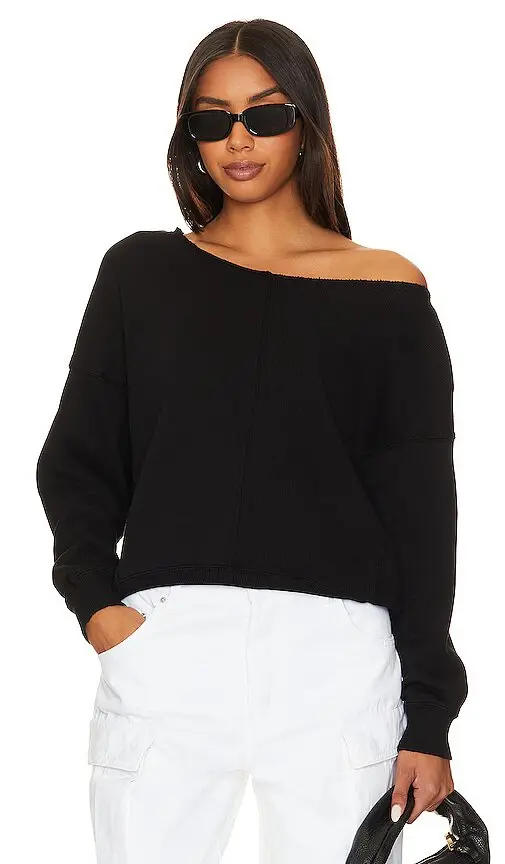 BOBI Off-the-shoulder Crewneck Top