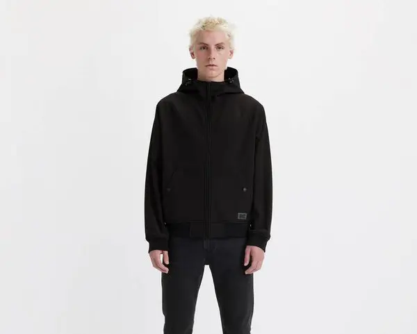 LEVI'S Soft Shell Hoodie Bomber Jacket - Black
