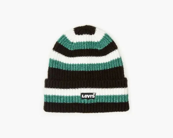 LEVI'S Ribbed Batwing Beanie - Striped Regular Black