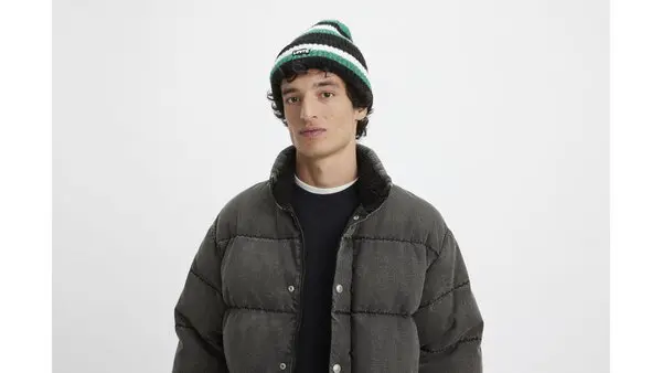 LEVI'S Ribbed Batwing Beanie - Striped Regular Black
