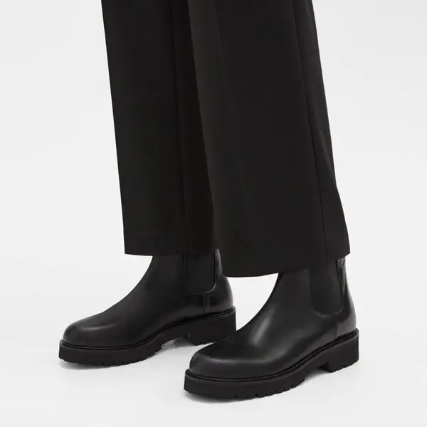 Theory Lug Chelsea Booties In Leather - Black