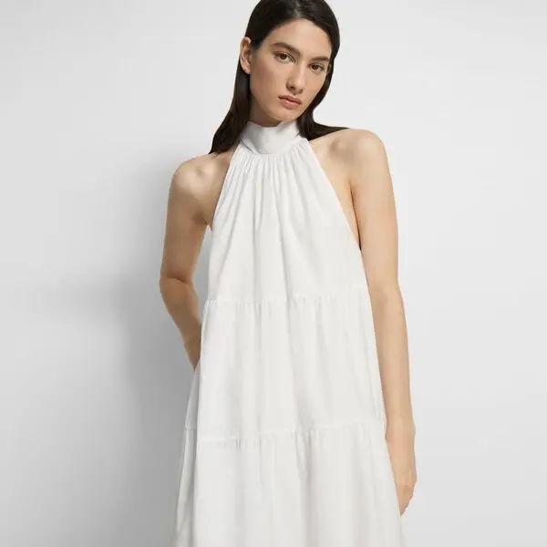 Theory Tiered Halter Maxi Dress In Cotton Blend In White - 80% Off |  Editorialist