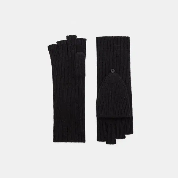 Theory Cashmere Fold-back Gloves - Black