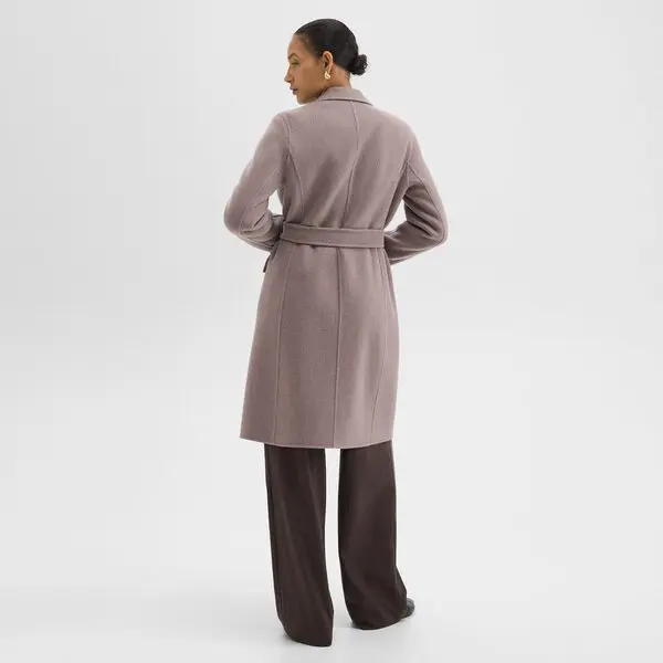 Theory Wrap Coat In Double-face Wool-cashmere - Cinder Melange