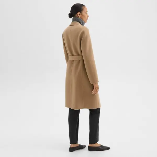 Theory Wrap Coat In Double-face Wool-cashmere - New Camel