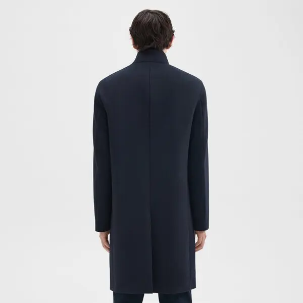 Theory Stand Collar Recycled Wool-blend Melton Coat - Baltic