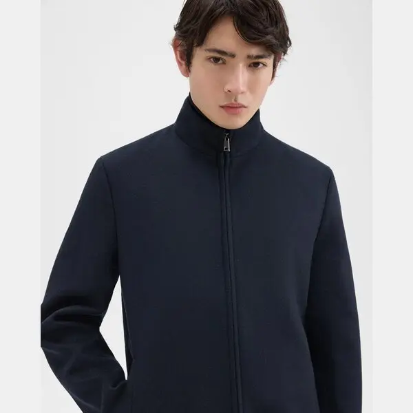 Theory Stand Collar Recycled Wool-blend Melton Coat - Baltic