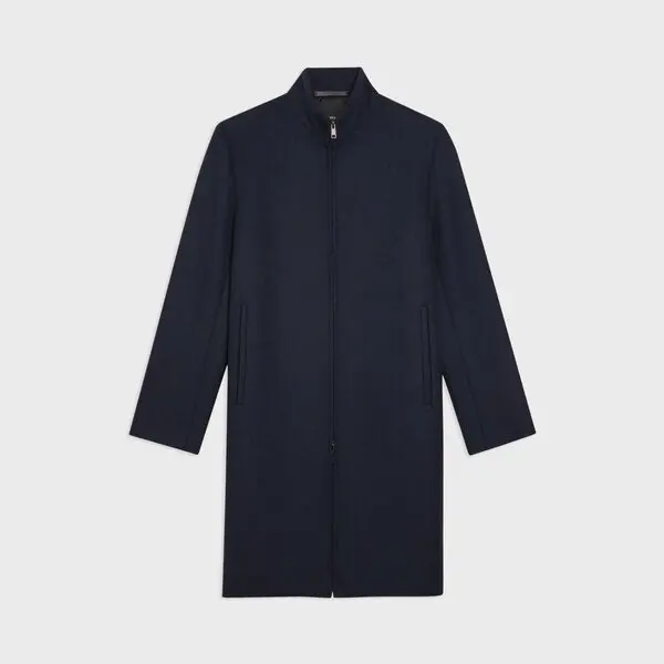 Theory Stand Collar Recycled Wool-blend Melton Coat - Baltic