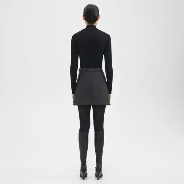 Theory A-line Mini Skirt In Leather