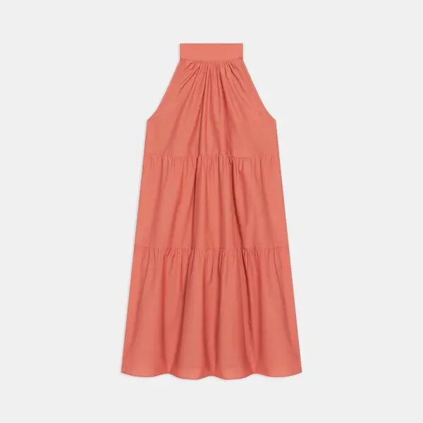 Theory Tiered Halter Mini Dress In Pink Coral - 78% Off | Editorialist
