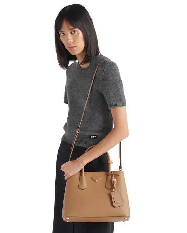 Prada Double Medium Saffiano Leather Bag - Brown