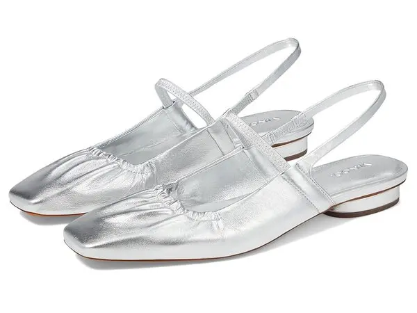 Vince Venice Slingback Flats In Warm Silver Leather - Gold