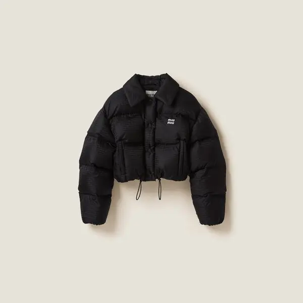 Miu Miu Cropped Nylon Down Jacket - Black | Editorialist