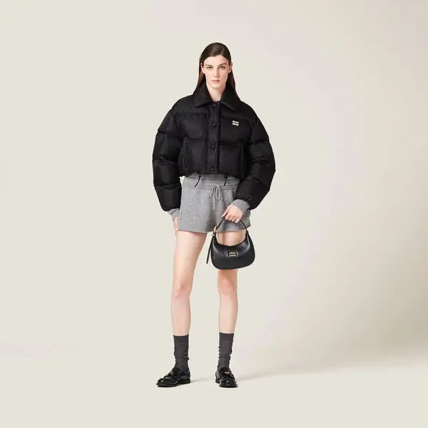 s*o様 miumiu archive short padded jacket Miu Miu Cropped Nylon Down Jacket - Black | Editorialist