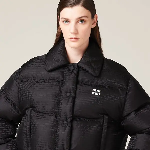 Miu Miu Cropped Nylon Down Jacket - Black | Editorialist