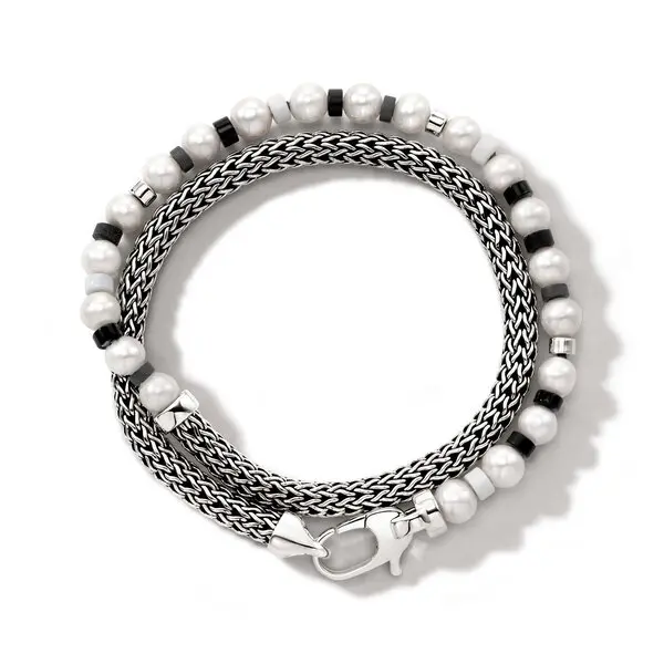 John Hardy Colorblock Wrap Pearl Bracelet