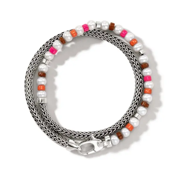 John Hardy Colorblock Pearl And Enamel Bracelet