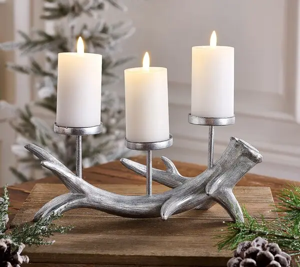 SCOTT LIVING As Is 11' Antler Centerpiece W/ 3 Candles - One-color