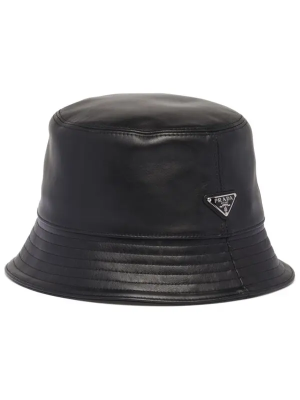 Prada Leather Bucket Hat - Black