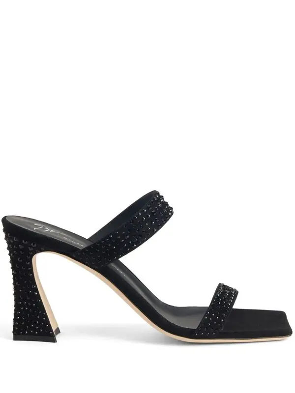 GIUSEPPE ZANOTTI 85mm Flaminia Velvet Sandals - Black