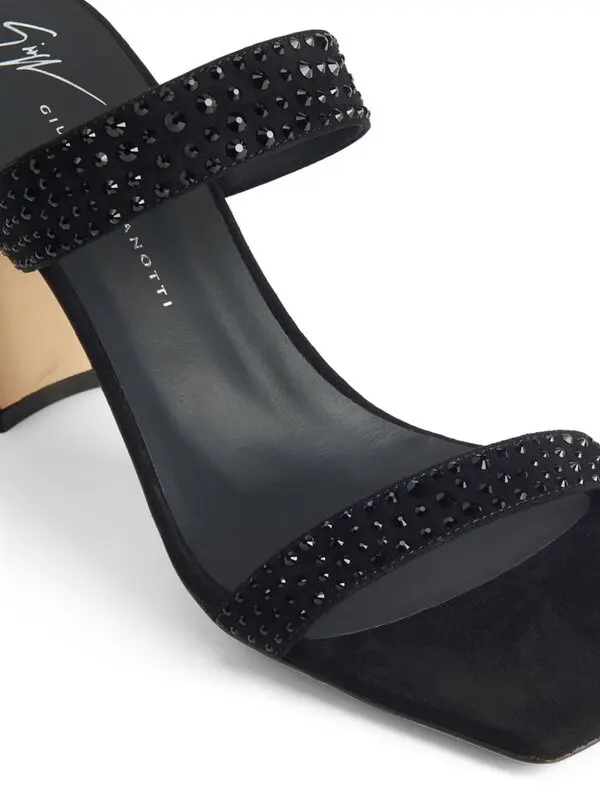 GIUSEPPE ZANOTTI 85mm Flaminia Velvet Sandals - Black