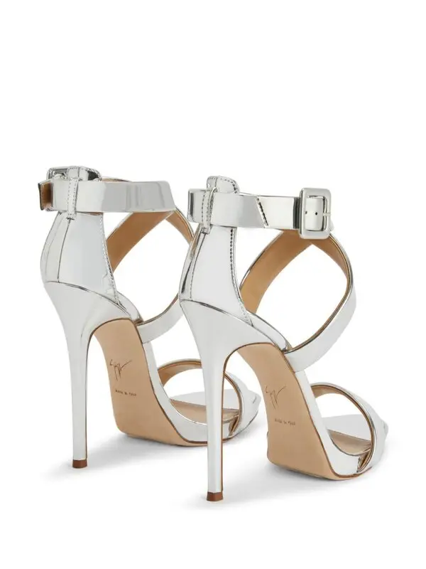 GIUSEPPE ZANOTTI 120mm Bellis Leather Sandals - Silver