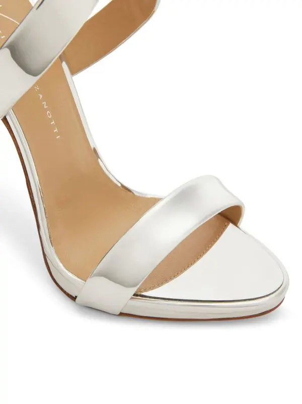 GIUSEPPE ZANOTTI 120mm Bellis Leather Sandals - Silver