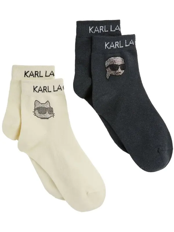 Karl Lagerfeld Ikon Rhinestone-embellished Socks - White