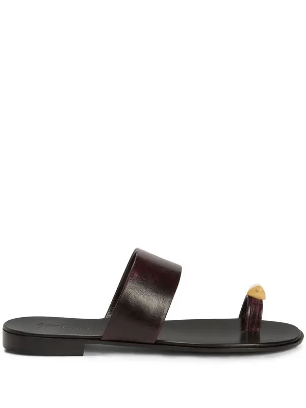 GIUSEPPE ZANOTTI Norbert Leather Toe-loop Sandals - Brown