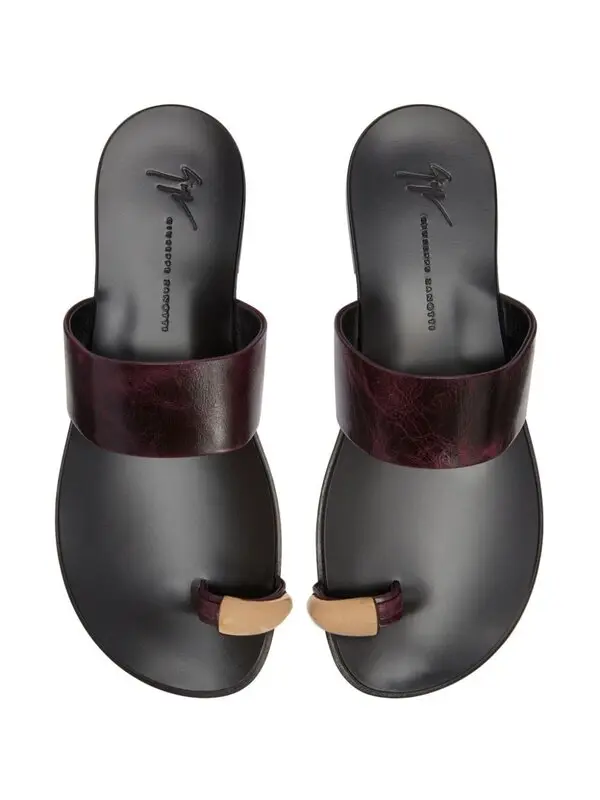 GIUSEPPE ZANOTTI Norbert Leather Toe-loop Sandals - Brown