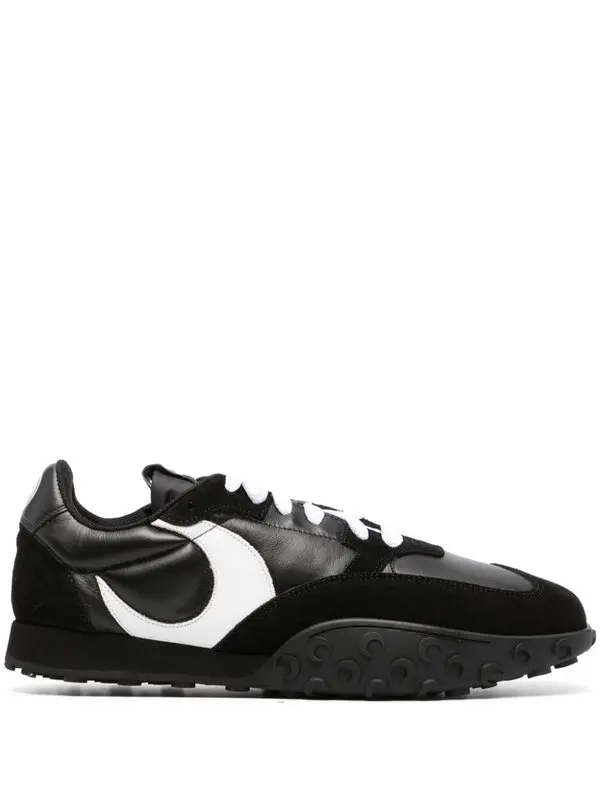 MARINE SERRE Leather & Suede Sneakers With Crescent Moon Detail - Black