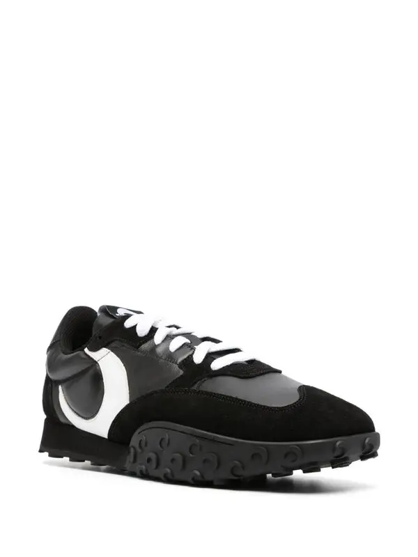 MARINE SERRE Leather & Suede Sneakers With Crescent Moon Detail - Black
