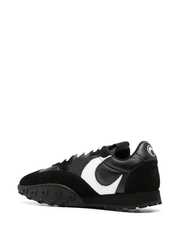 MARINE SERRE Leather & Suede Sneakers With Crescent Moon Detail - Black