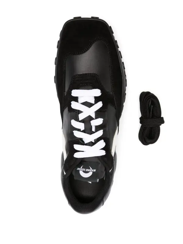 MARINE SERRE Leather & Suede Sneakers With Crescent Moon Detail - Black