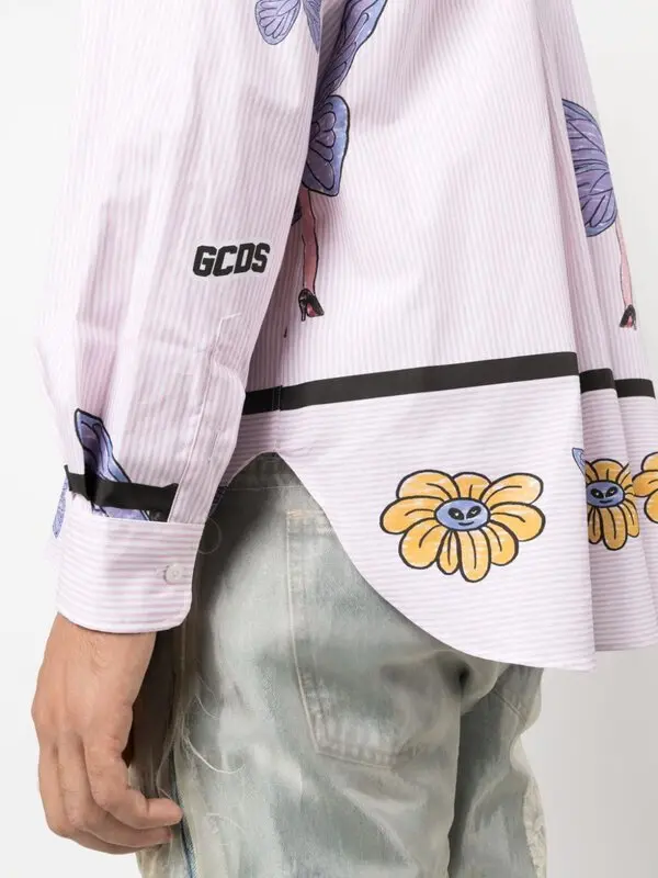 Gcds Butterfly-print Cotton Shirt