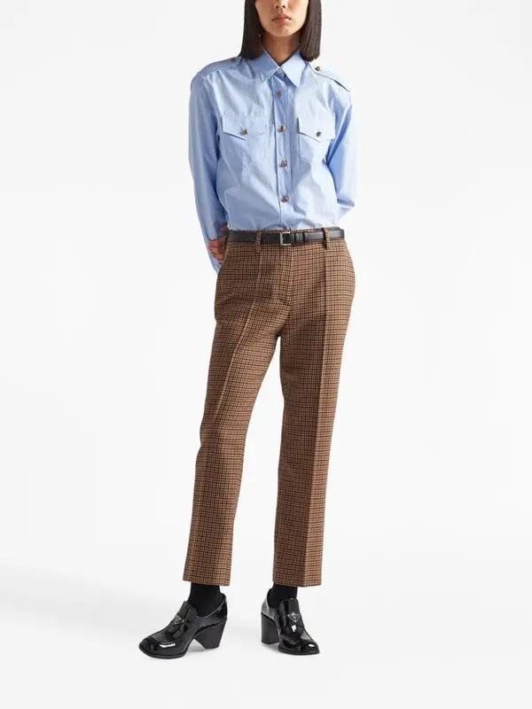 Prada Houndstooth-check Wool Trousers