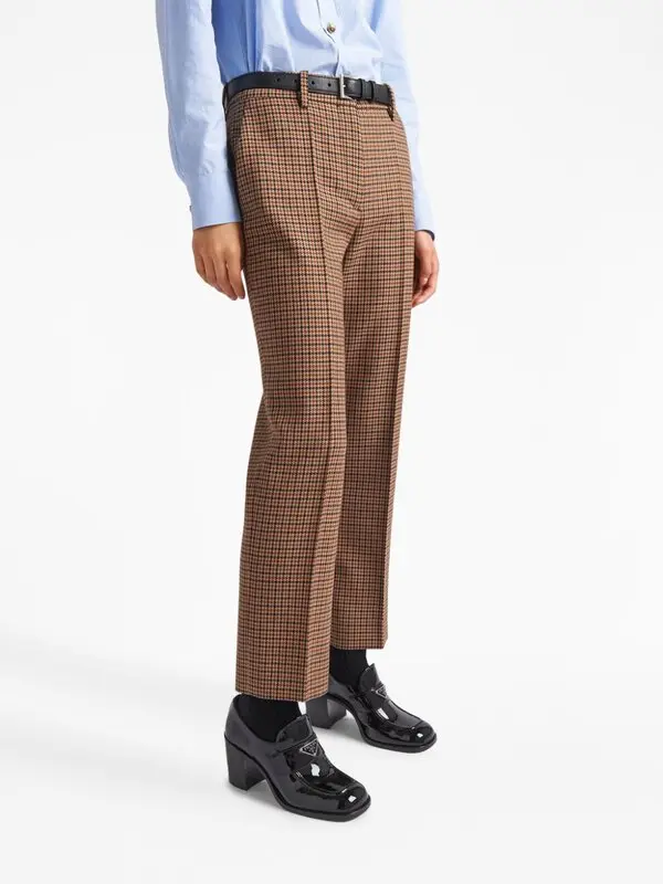 Prada Houndstooth-check Wool Trousers