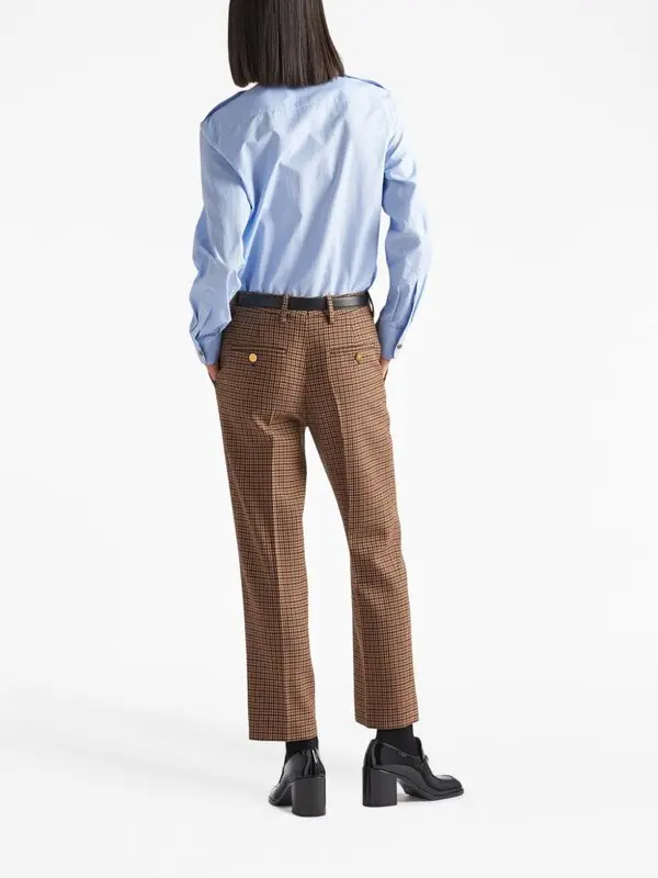 Prada Houndstooth-check Wool Trousers